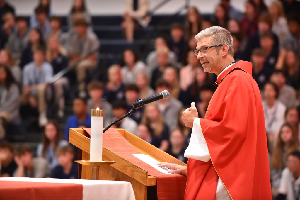 Fr. John Eustice Celebrates First Mass Back at Saint Viator High School ...